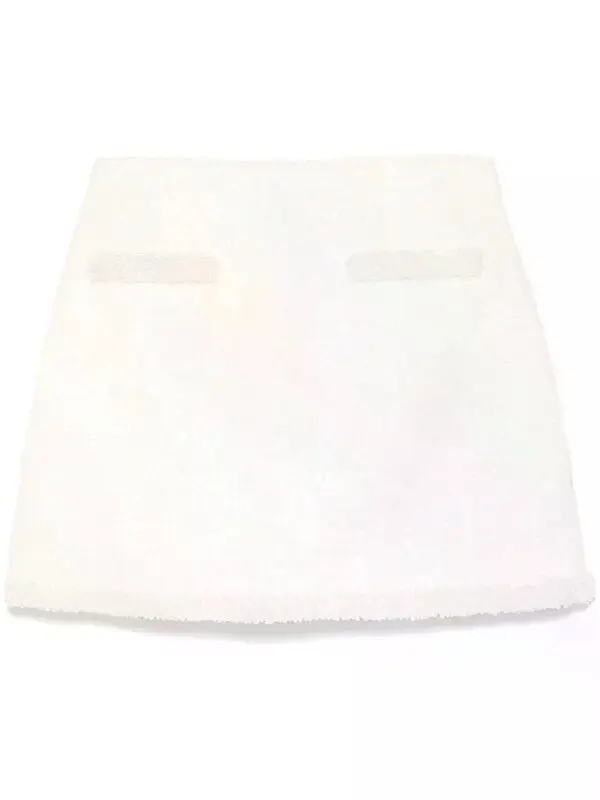 SELF-PORTRAIT Bouclé Pearl-trim Mini Skirt