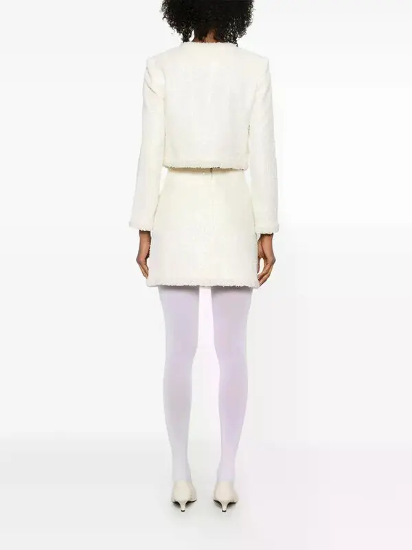 SELF-PORTRAIT Bouclé Pearl-trim Mini Skirt
