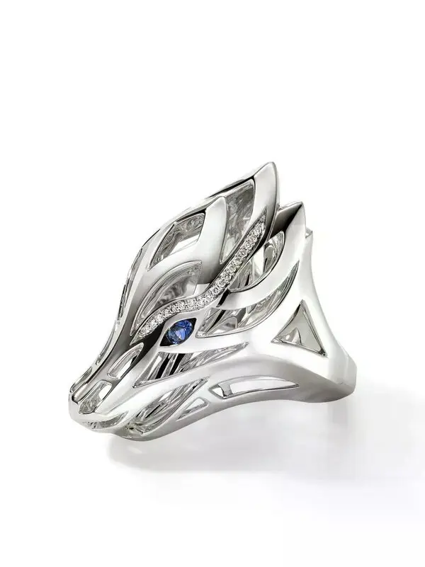 John Hardy Sterling Sapphire And Diamond Naga Ring