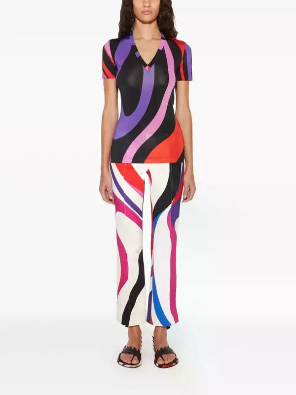 Emilio Pucci Marmo-print Satin T-shirt - Black