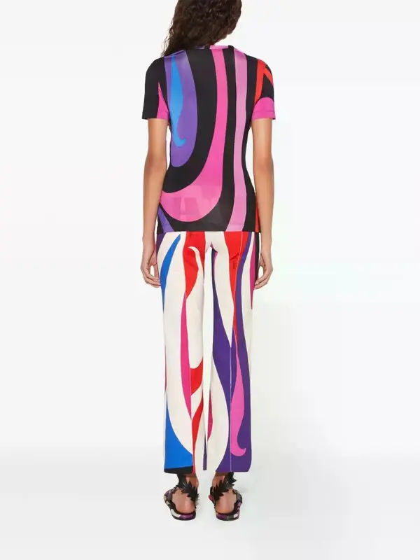 Emilio Pucci Marmo-print Satin T-shirt - Black