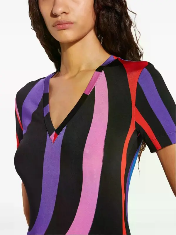 Emilio Pucci Marmo-print Satin T-shirt - Black
