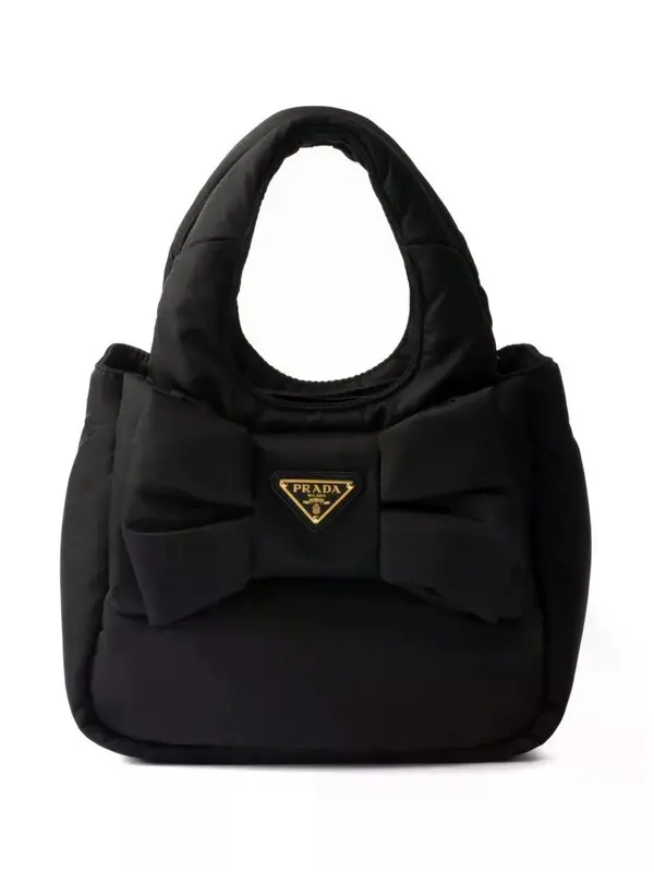Prada Padded Re-nylon Mini Bag With Bow Detail - Black