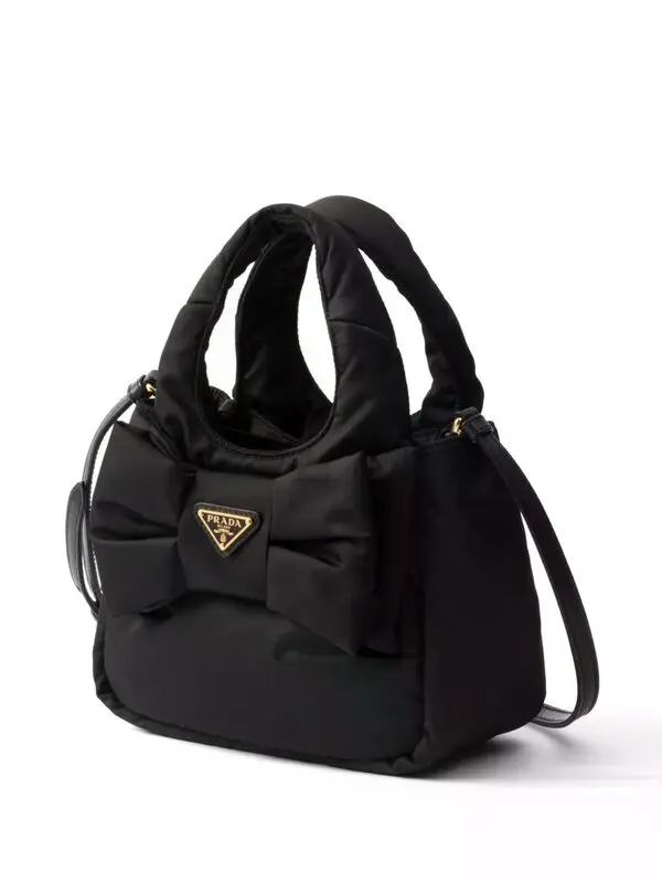 Prada Padded Re-nylon Mini Bag With Bow Detail - Black
