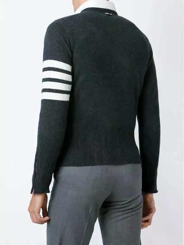 Thom Browne 4-bar Classic V-neck Cardigan - Grey