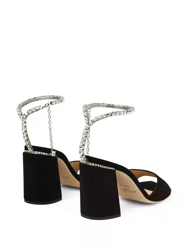 JIMMY CHOO Saeda 85mm Crystal-strap Sandals - Black