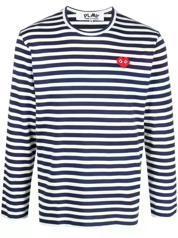 Play Comme Des Garcon Stripe-pattern Cotton T-shirt
