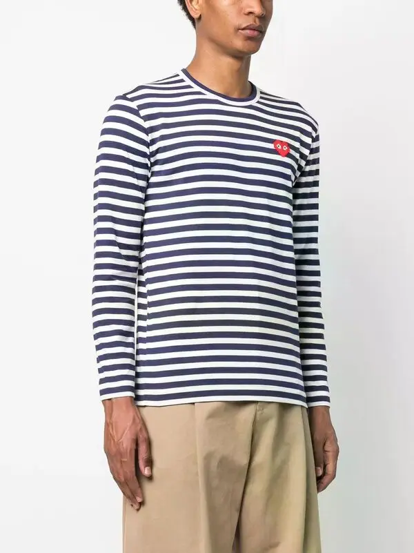 Play Comme Des Garcon Stripe-pattern Cotton T-shirt