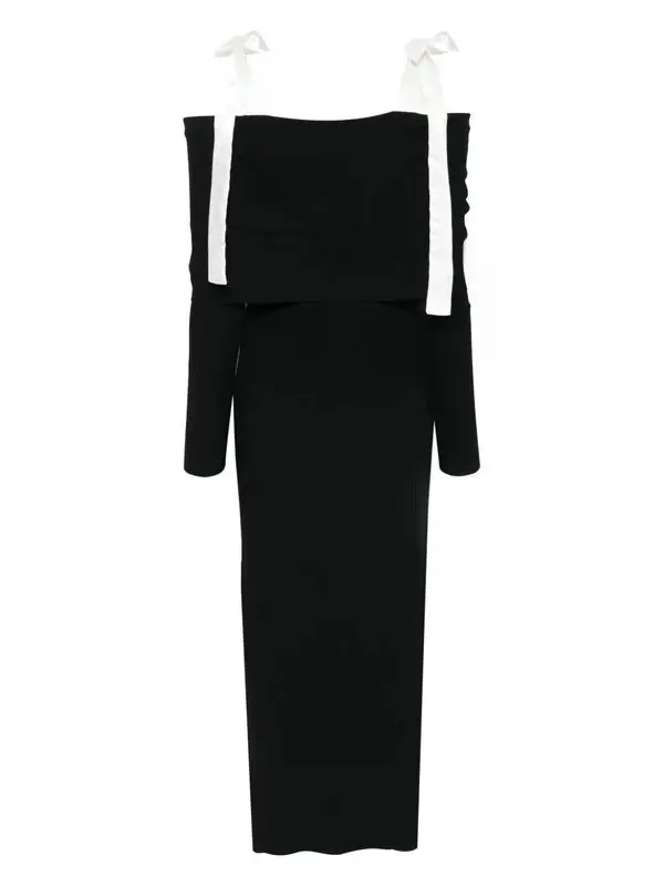 ROTATE BY BIRGER CHRISTENSEN Off-shoulder Knitted Maxi Dress