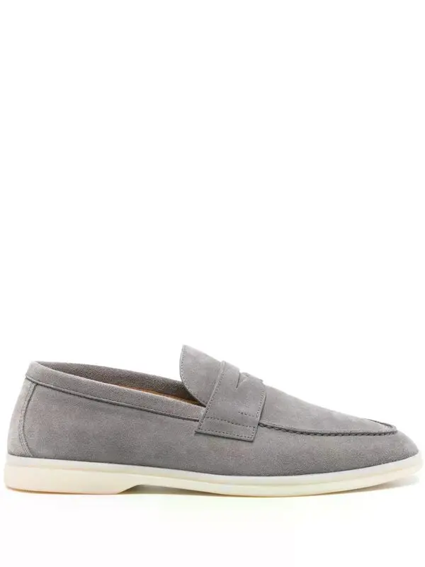 SCAROSSO Luciano Suede Penny Loafers - Grey