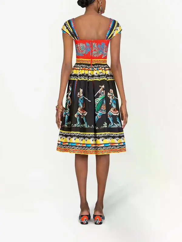 Dolce & Gabbana Carretto-print Bustier Midi Dress