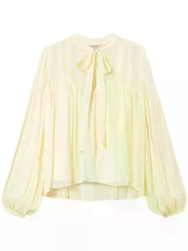TWINSET Stripe-jacquard Blouse With Pussy-bow Collar