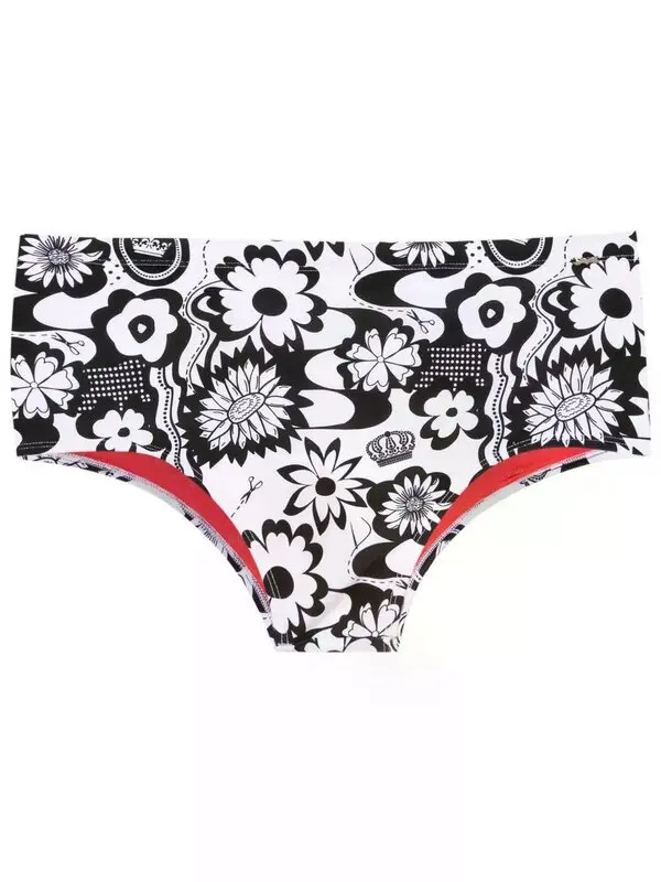AMIR SLAMA Floral-print Swimming Trunks - Black
