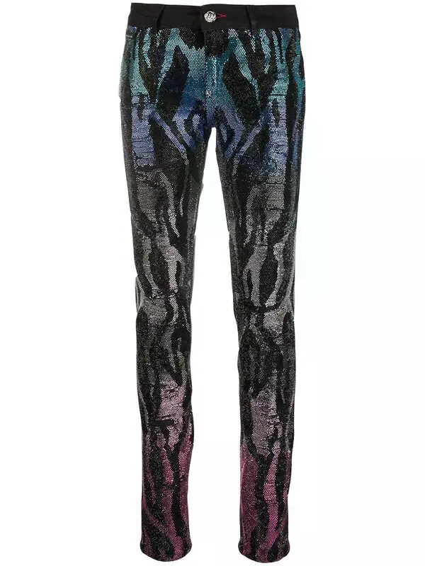 Philipp Plein Embellished Zebra Pattern Jeggings