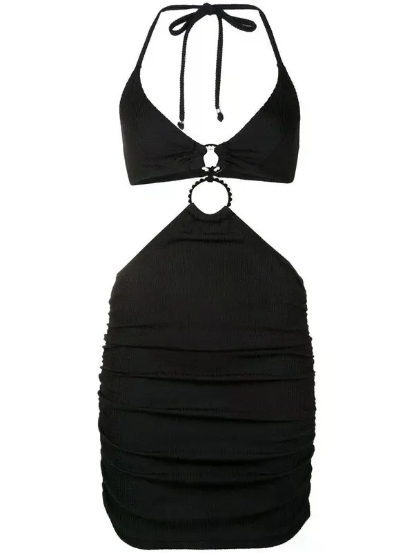 AMIR SLAMA Ribbed Halterneck Mini Dress - Black