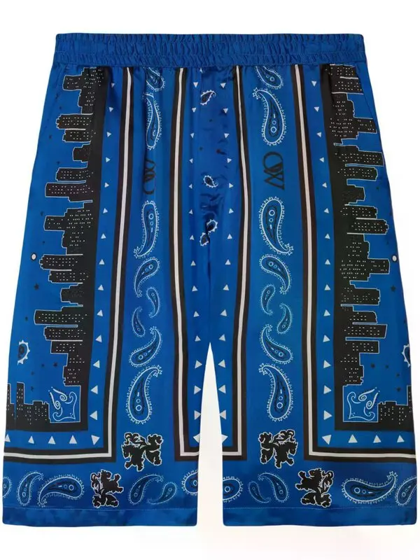 Off-White Paisley-pattern Shorts - Blue