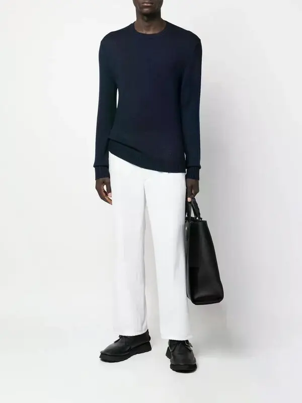 JIL SANDER Embroidered-logo Crew Neck Jumper - Blue