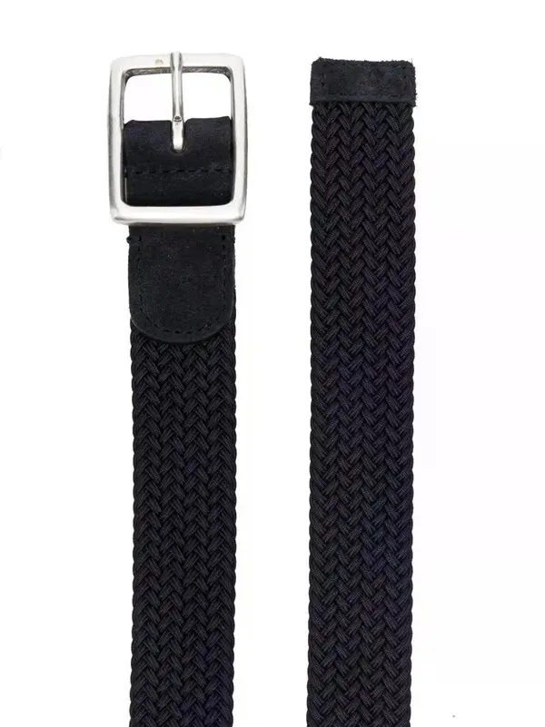 DELL'OGLIO Braided Suede-trim Belt - Blue