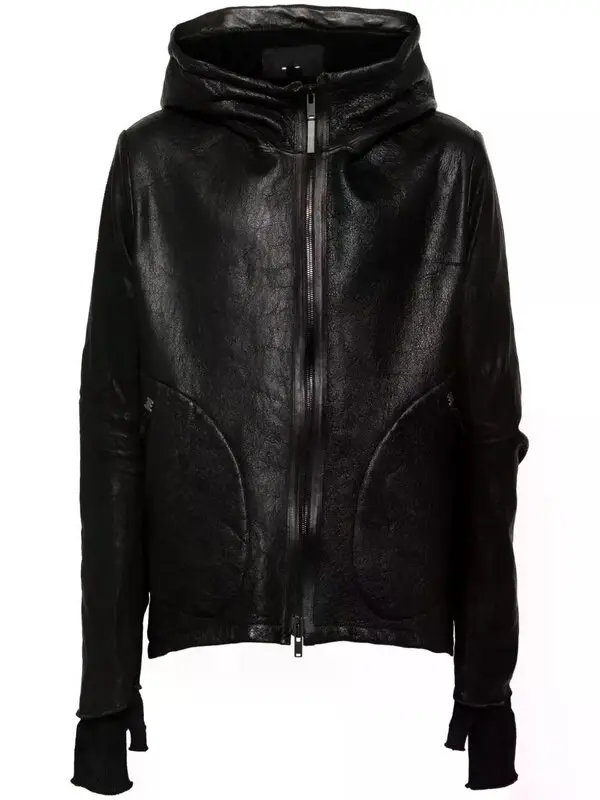 ISAAC SELLAM EXPERIENCE Flemmard Leather Hooded Zip-up Jacket