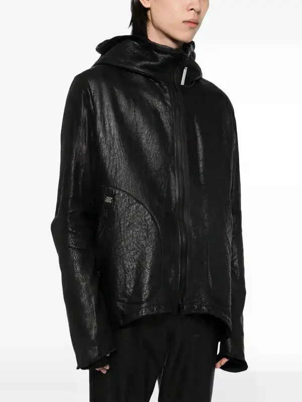 ISAAC SELLAM EXPERIENCE Flemmard Leather Hooded Zip-up Jacket