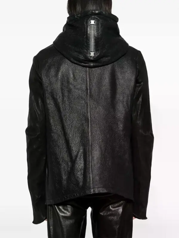 ISAAC SELLAM EXPERIENCE Flemmard Leather Hooded Zip-up Jacket