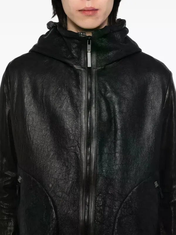 ISAAC SELLAM EXPERIENCE Flemmard Leather Hooded Zip-up Jacket