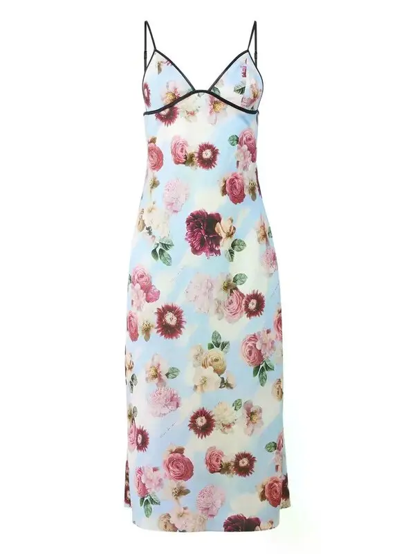 FLEUR DU MAL Dream Of Fleur-print Midi Dress - Blue