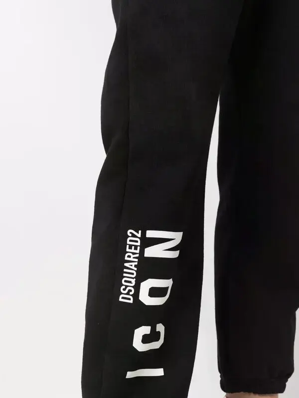 Dsquared2 Icon" Logo Print Cotton Track Pants - Black