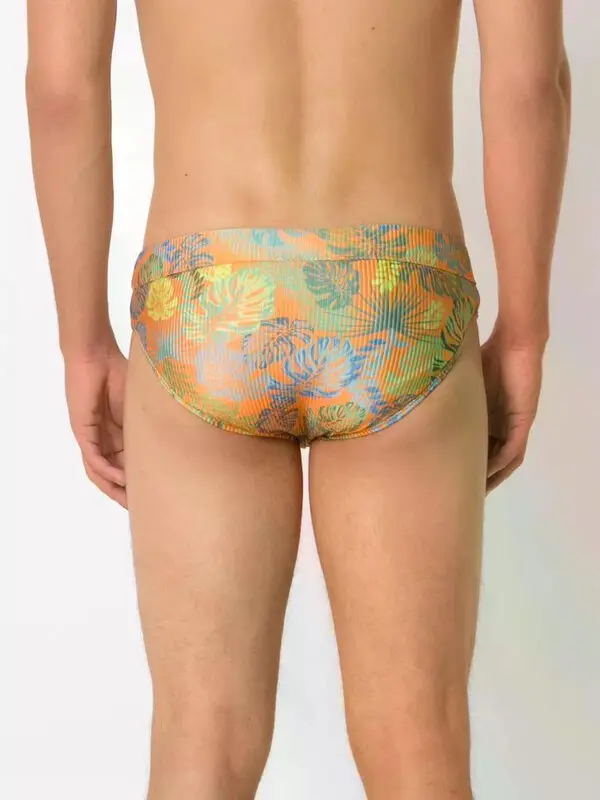 AMIR SLAMA Leaf Print Swim Briefs