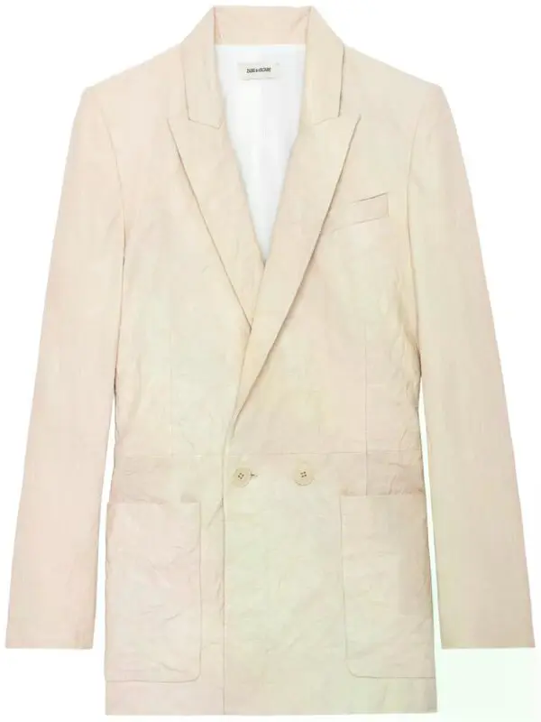 Zadig&Voltaire Peak-lapel Double-breasted Leather Blazer - Neutrals