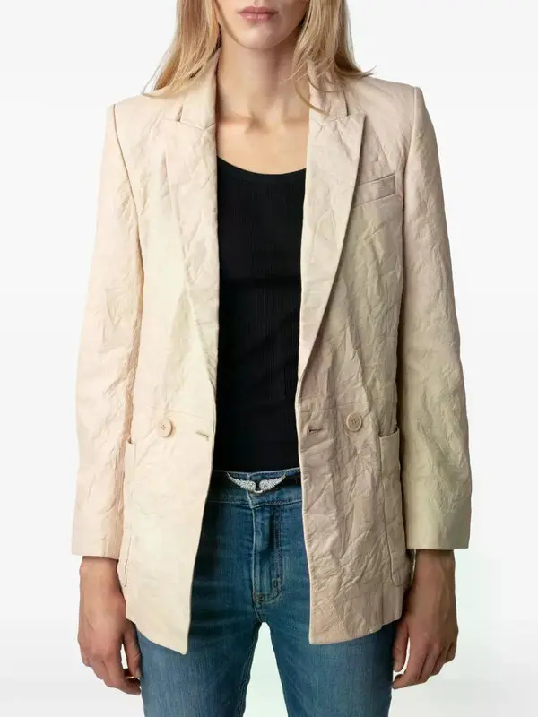 Zadig&Voltaire Peak-lapel Double-breasted Leather Blazer
