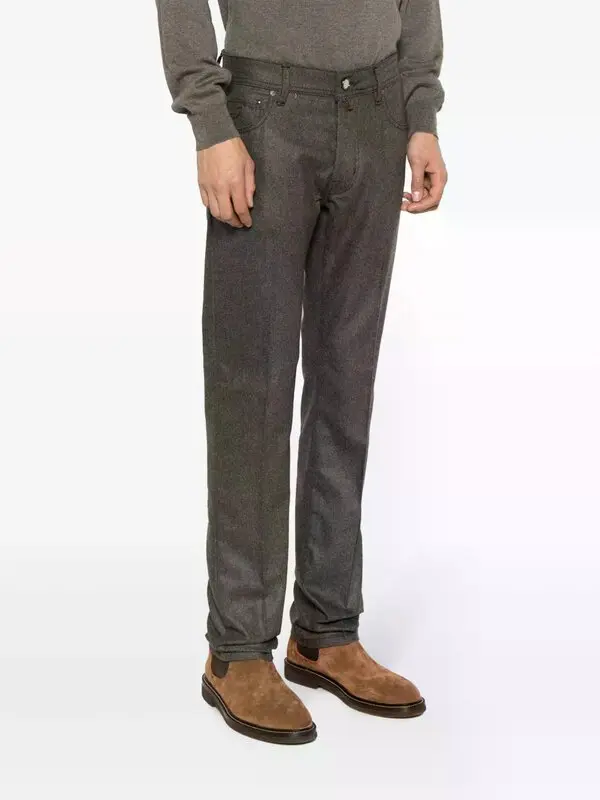 Jacob Cohen Bard Slim-cut Flannel Trousers - Brown