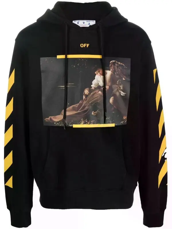 Off-White Caravaggio Print Hooded Sweatshirt - Black