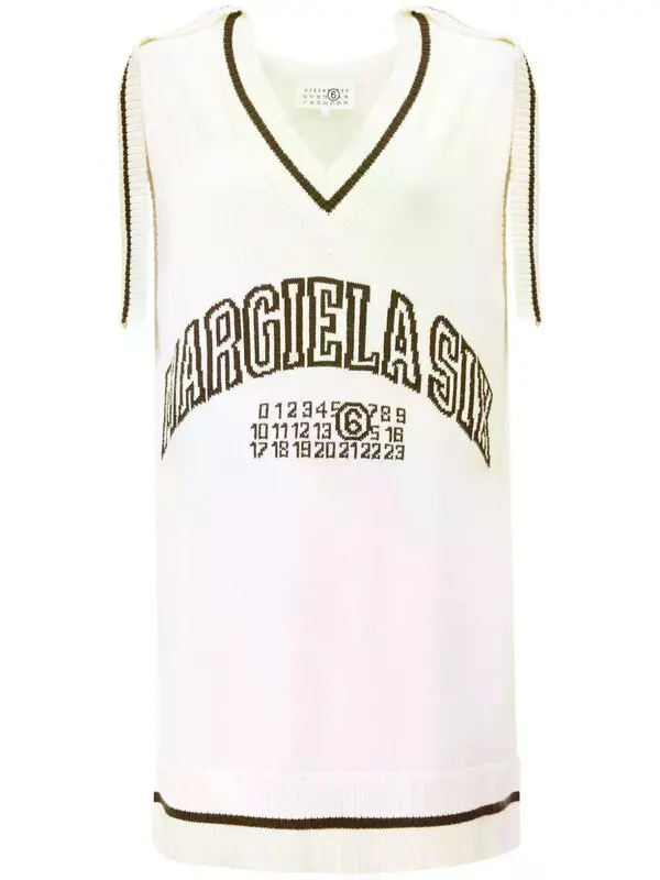 MAISON MARGIELA Logo-jacquard Knit Dress - White