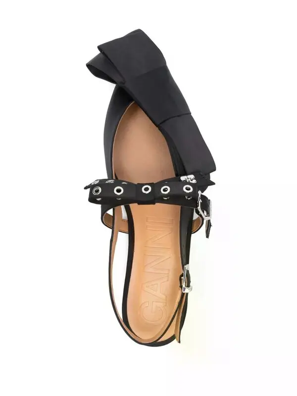 GANNI Slingback Ballerina Flats With Bow Detailing