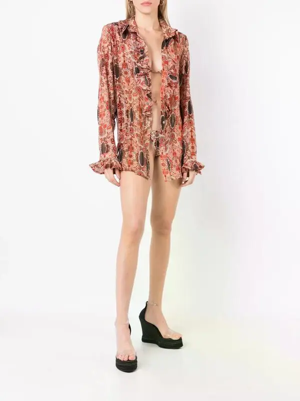 AMIR SLAMA Floral-print Silk Blouse
