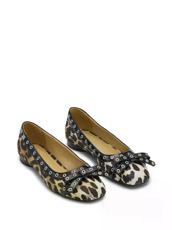 GANNI Printed Eyelet-detail Ballet Flats