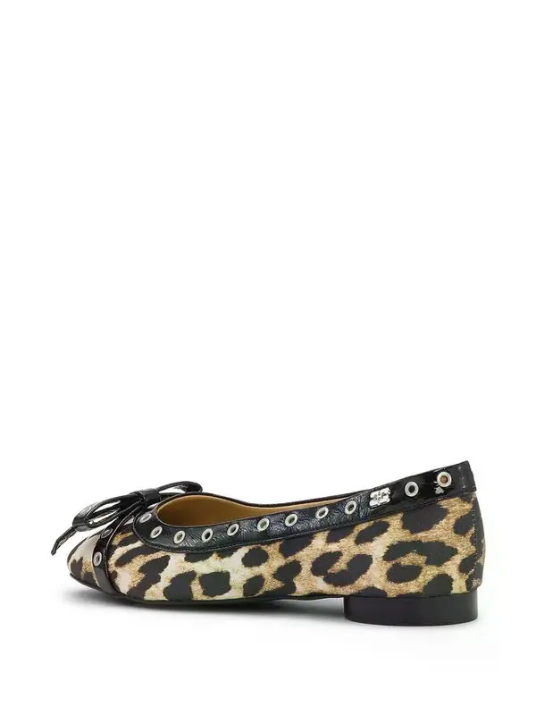GANNI Printed Eyelet-detail Ballet Flats