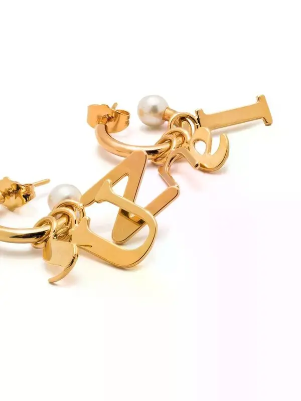 Sunnei Logo-lettering Hoop Earrings - Gold