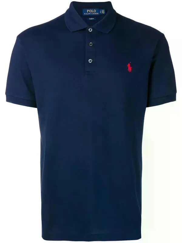 Polo Ralph Lauren Embroidered Logo Stretch Cotton Polo Shirt - Blue