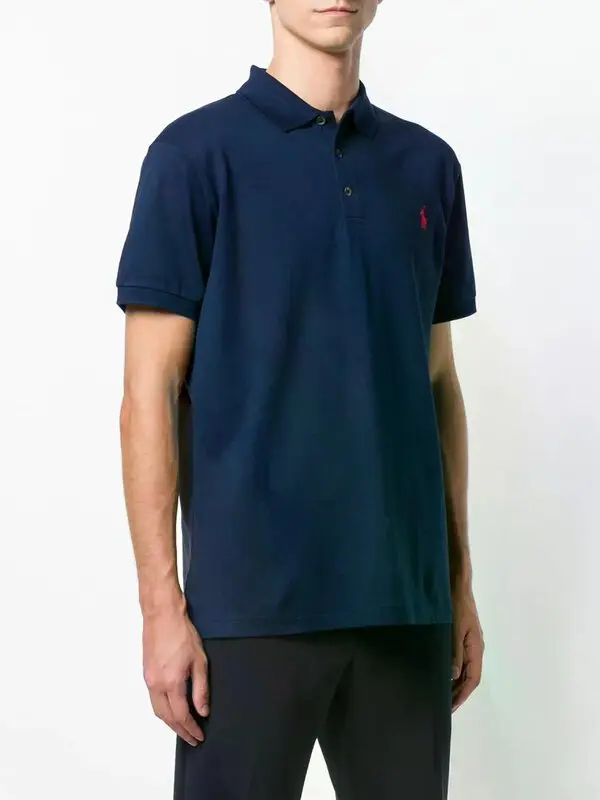 Polo Ralph Lauren Embroidered Logo Stretch Cotton Polo Shirt - Blue