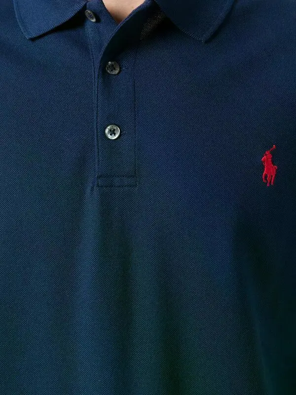 Polo Ralph Lauren Embroidered Logo Stretch Cotton Polo Shirt - Blue