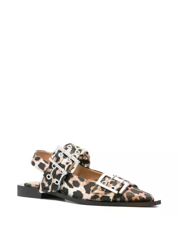 GANNI Leopard-print Slingback Ballet Flats - Neutrals