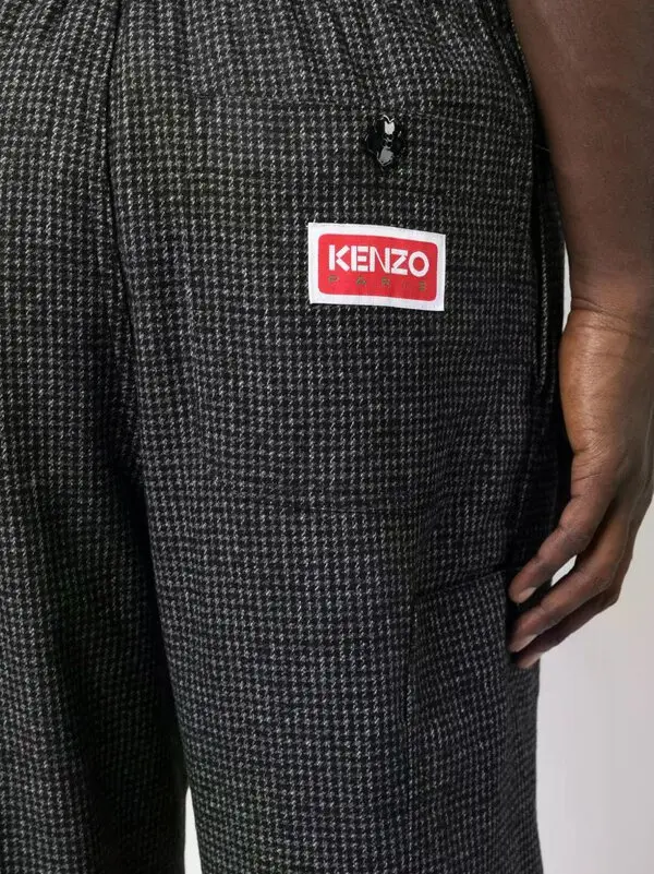 Kenzo Check Pattern Tapered Trousers
