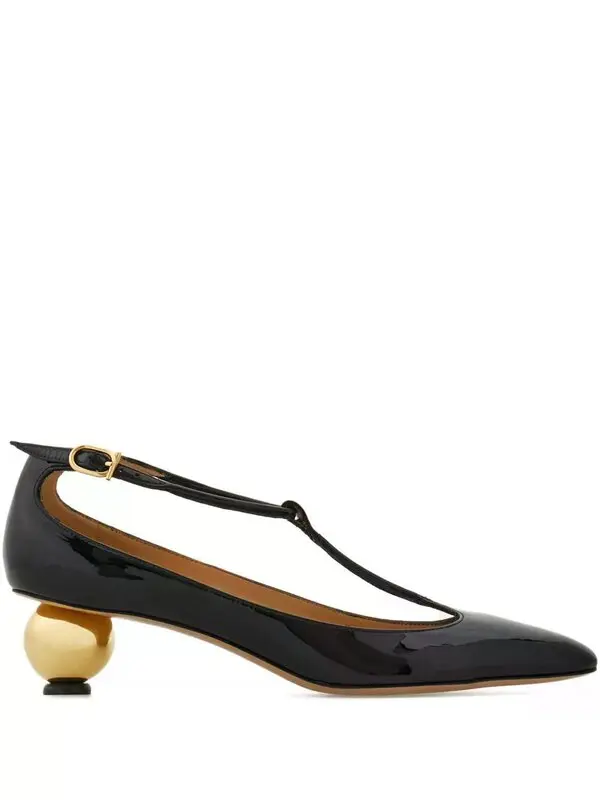 FERRAGAMO Heel-detail Leather Pumps - Black