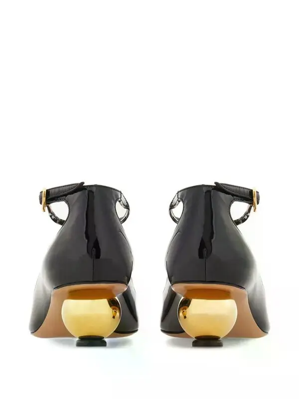 FERRAGAMO Heel-detail Leather Pumps - Black