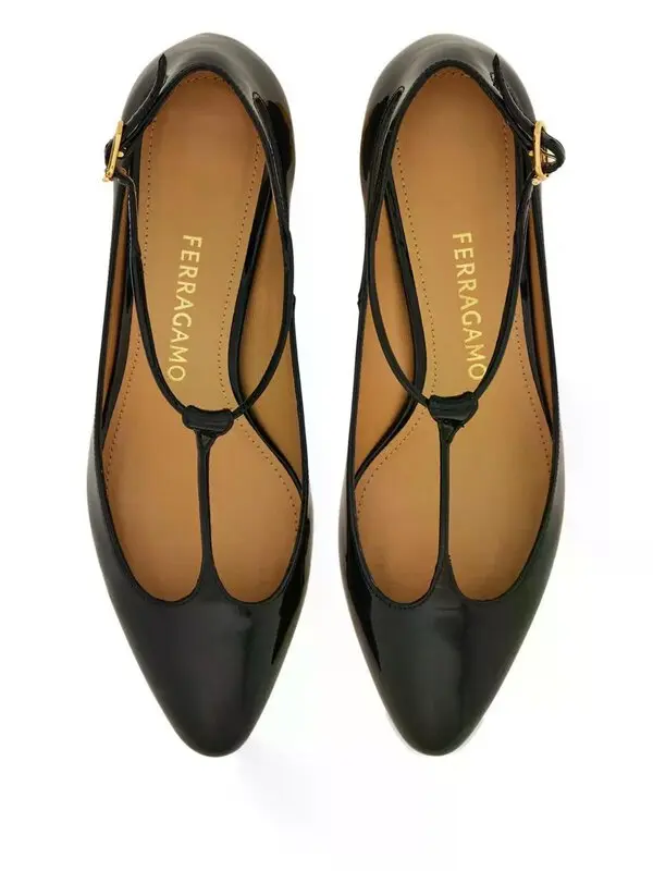 FERRAGAMO Heel-detail Leather Pumps - Black