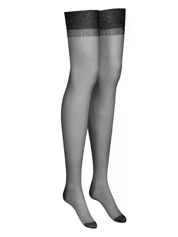 MAISON CLOSE Logo-intarsia Semi-sheer Stockings - Black
