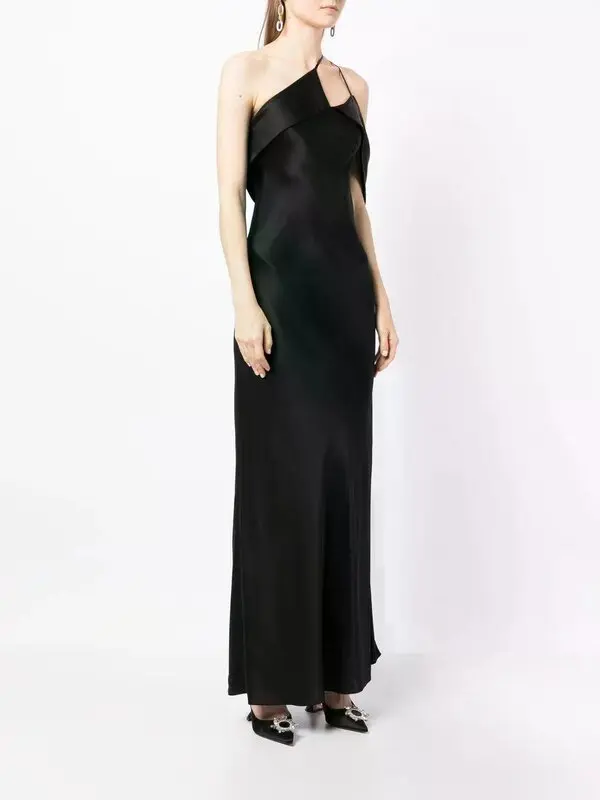 Michelle Mason Bias-cut One-shoulder Gown - Black