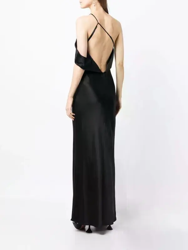 Michelle Mason Bias-cut One-shoulder Gown - Black